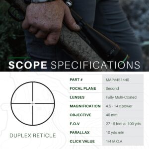 Mueller Optics MAPV451440, All Purpose Scope, 4.5-14 x 40, 1in Tube Size, Wide-Angle Field of View, Water-Proof, Fog-Proof and Shock-Proof