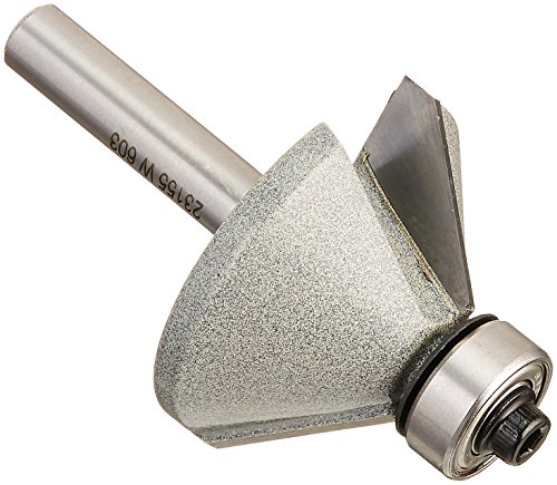 Vermont American 23155 45-Degree Carbide Tipped Chamfer Router Bit, 1/2-Inch Ball Bearing 2-Flute 1/4-Inch Shank