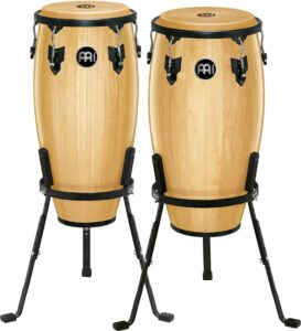 meinl percussion hc512nt headliner series 11-inch and 12-inch conga set with basket stands, natural