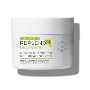 replenix glycolic acid 10% resurfacing skin peel, medical-grade facial peeling pads for discoloration & acne (60 ct.)