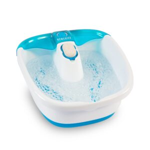 homedics bubble mate foot spa, toe touch controlled foot bath with invigorating bubbles and splash proof, raised massage nodes and removable pumice stone