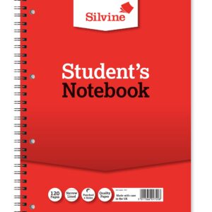 Silvine A4 Twin Wire Student's Notebook. 120 Pages Ruled Ruled 6mm Feint [Pack of 12], White