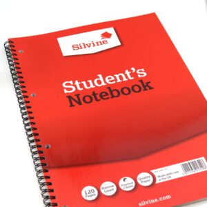 Silvine A4 Twin Wire Student's Notebook. 120 Pages Ruled Ruled 6mm Feint [Pack of 12], White