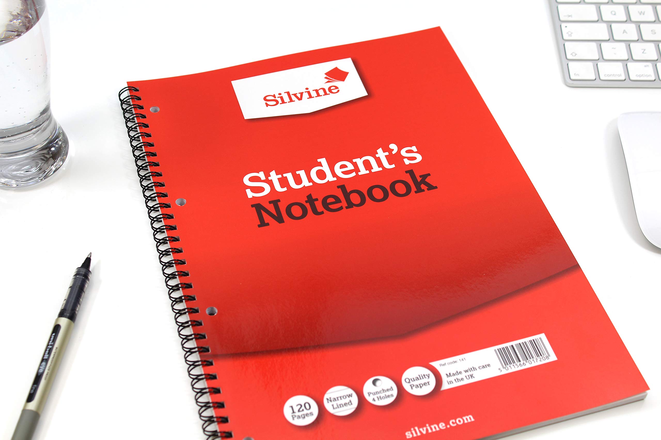 Silvine A4 Twin Wire Student's Notebook. 120 Pages Ruled Ruled 6mm Feint [Pack of 12], White