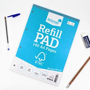 Silvine A4 Everyday FSC Refill Pad. Lined with Margin, 160 Pages of FSC Certified Paper. Ref FSCRP80 [Pack of 5]