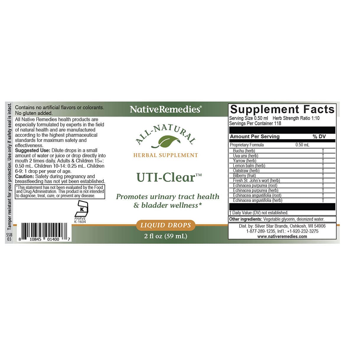 Native Remedies UTI-Clear for Urinary Tract and Bladder Health, 59 ml