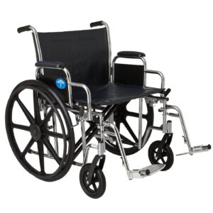 medline excel extra-wide bariatric wheelchair for adults and seniors with 24" wide seat, supports up to 500 lbs