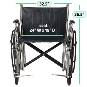 Medline Excel Extra-Wide Bariatric Wheelchair For Adults and Seniors with 24" Wide Seat, Supports up to 500 lbs