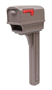 gibraltar mailboxes gentry large capacity double-walled plastic mocha, all-in-one mailbox & post combo kit, ggc1m0000