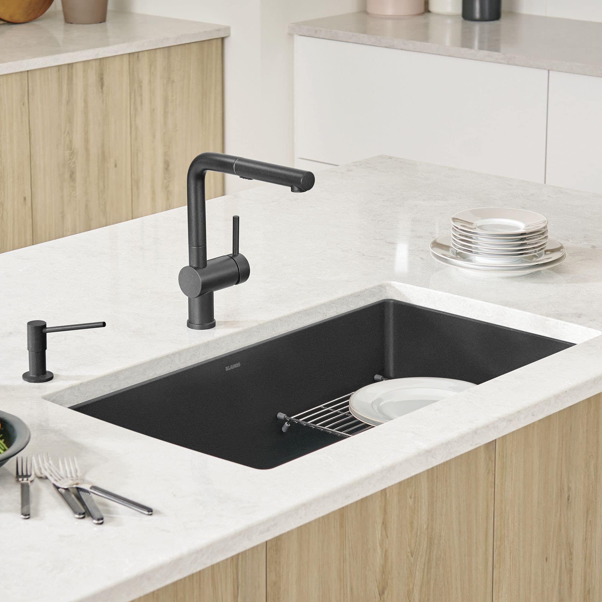 BLANCO, Anthracite 440149 PRECIS SILGRANIT Super Single Undermount Kitchen Sink, 32" X 19"