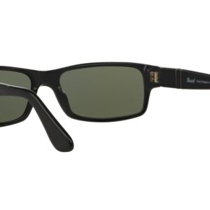 Persol PO2747S Rectangular Sunglasses, Black/Green Polarized, 57 mm