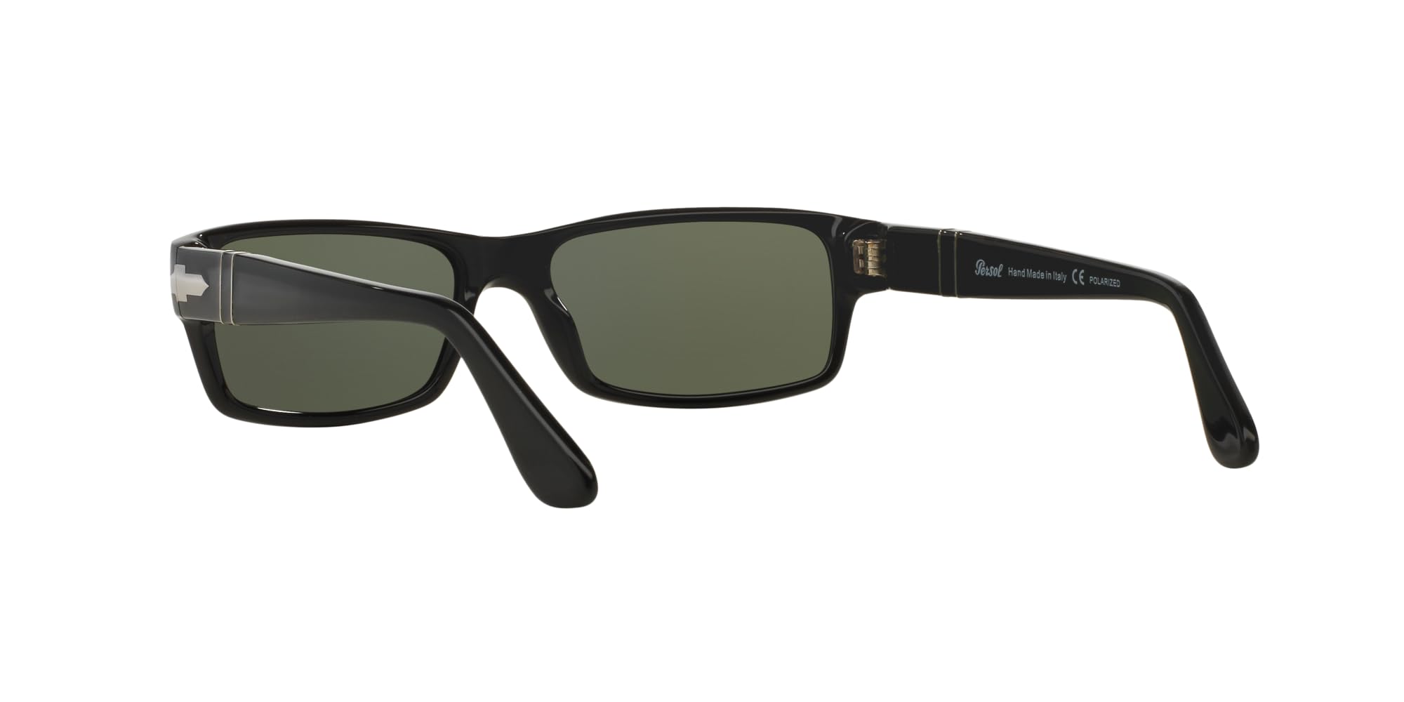 Persol PO2747S Rectangular Sunglasses, Black/Green Polarized, 57 mm