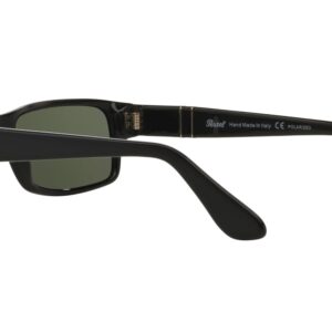 Persol PO2747S Rectangular Sunglasses, Black/Green Polarized, 57 mm