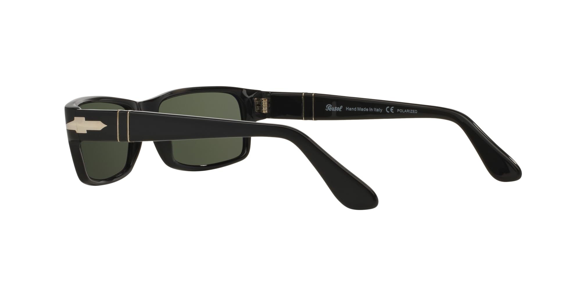 Persol PO2747S Rectangular Sunglasses, Black/Green Polarized, 57 mm