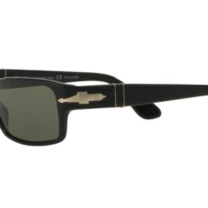 Persol PO2747S Rectangular Sunglasses, Black/Green Polarized, 57 mm