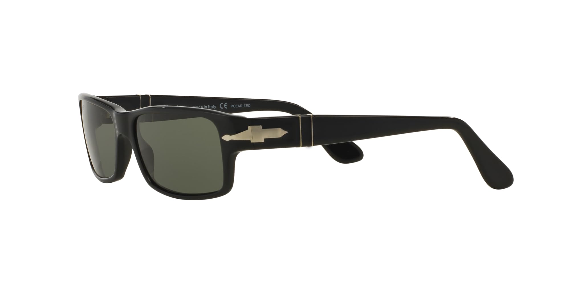 Persol PO2747S Rectangular Sunglasses, Black/Green Polarized, 57 mm