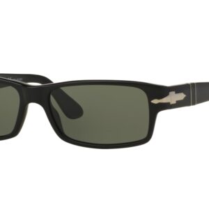 Persol PO2747S Rectangular Sunglasses, Black/Green Polarized, 57 mm