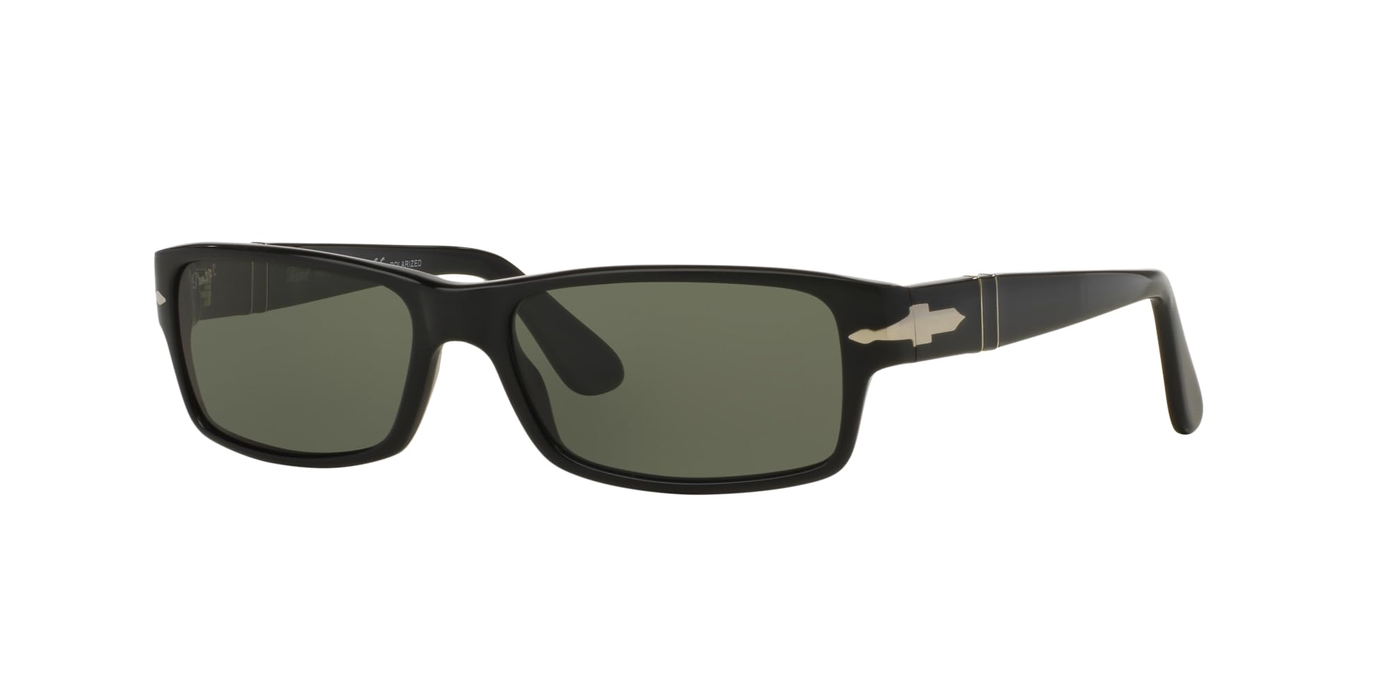 Persol PO2747S Rectangular Sunglasses, Black/Green Polarized, 57 mm