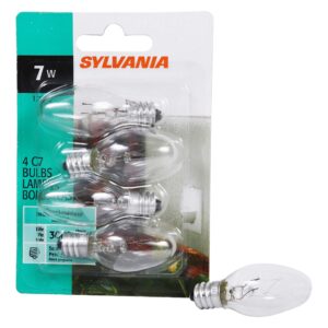 sylvania incandescent 7w c7 night light bulb, e12 candelabra base, 40 lumens, clear finish, 2850k, warm white - (13545), 4 count (pack of 1)