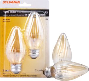 sylvania f15 décor incandescent light bulb, 25w, amber iridescent finish, medium base, 120v, 2 pack