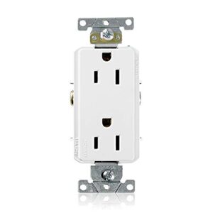 leviton 16252-w 15 amp, 125 volt, decora plus duplex receptacle, straight blade, commercial grade, self grounding, white