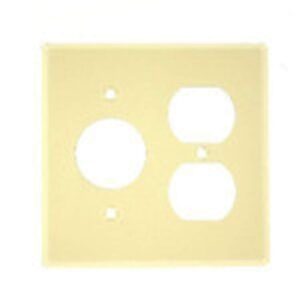 leviton 86046 2-gang 1-duplex 1-single 1.406-inch diameter, device combination wallplate, painted metal, device mount, ivory