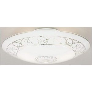 Westinghouse 6620600 Two-Light Semi-Flush-Mount Interior Ceiling Fixture, White Finish with White Scroll Design Glass, Round