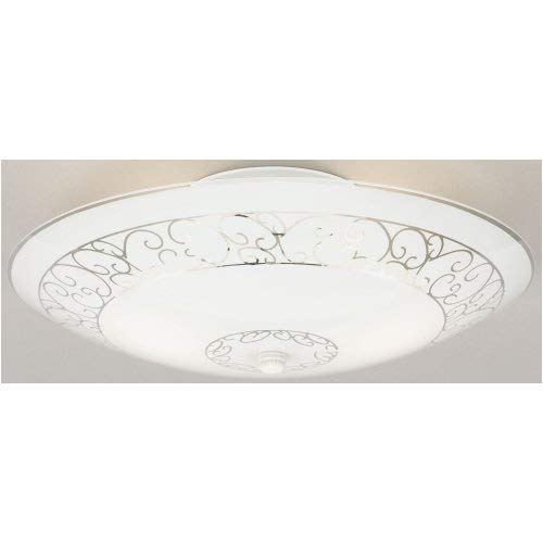 Westinghouse 6620600 Two-Light Semi-Flush-Mount Interior Ceiling Fixture, White Finish with White Scroll Design Glass, Round