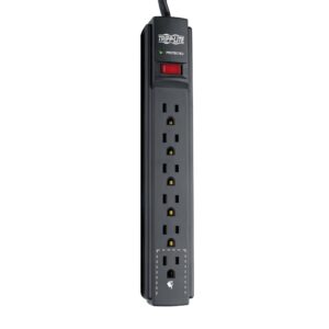 Tripp Lite 6 Outlet Surge Protector Power Strip, 6ft Cord, 790 Joules, Black, $20,000 INSURANCE (TLP606B)