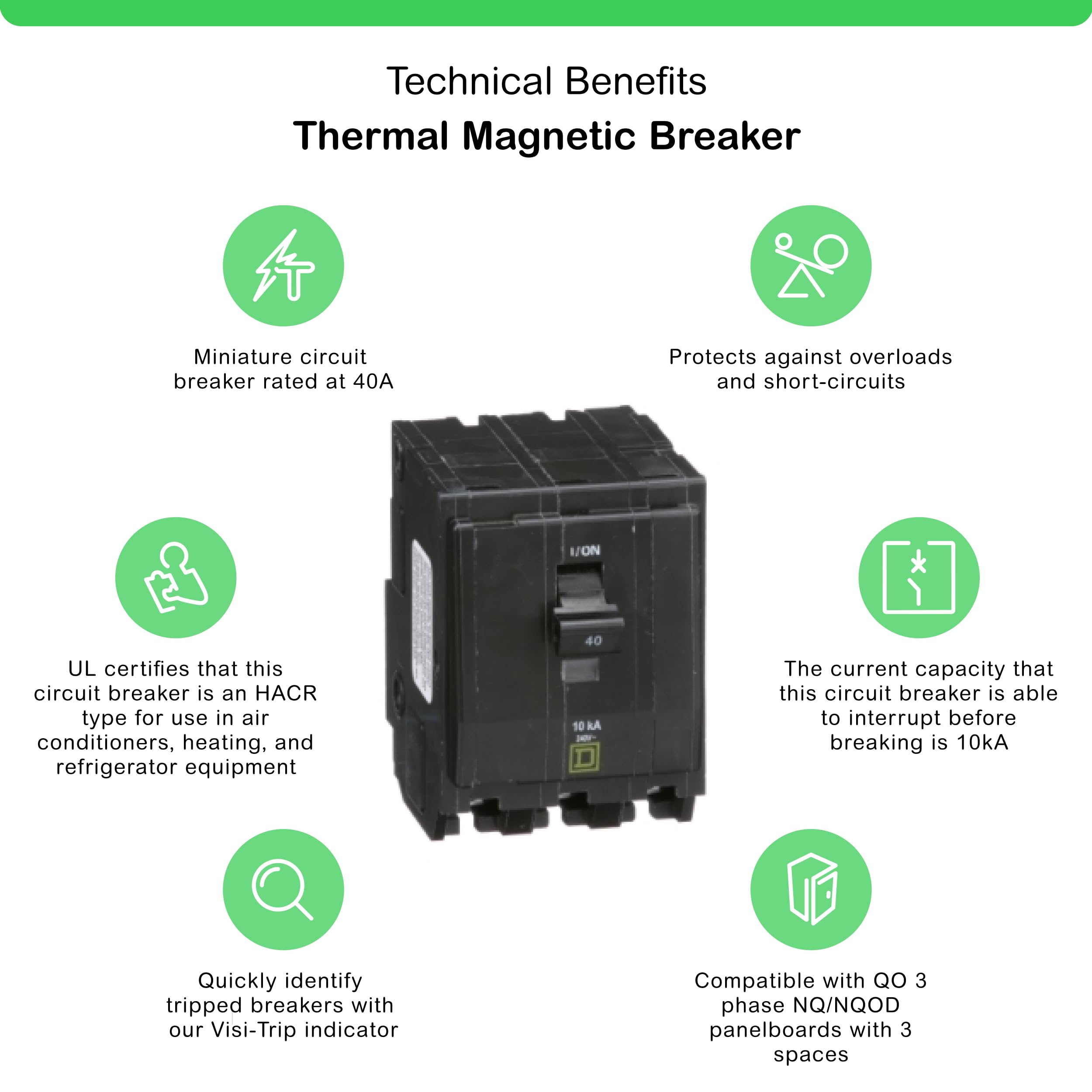 Square D - QO340CP Circuit Breaker, Black