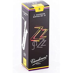 vandoren sr443 bari sax zz reeds strength 3; box of 5, black