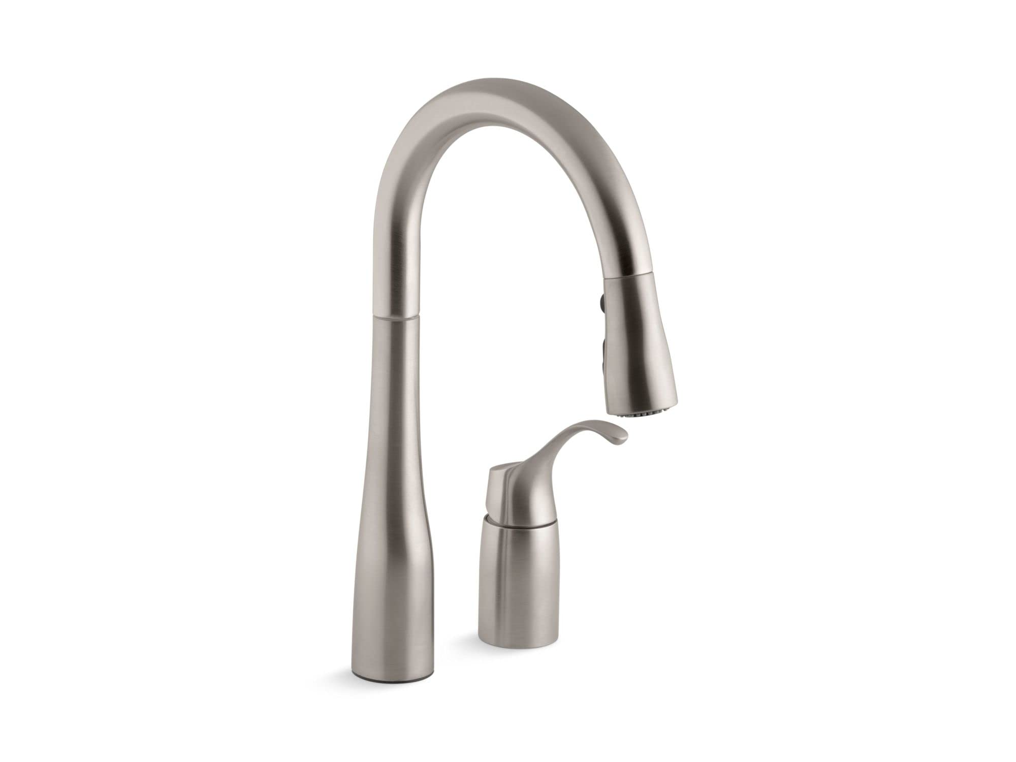 KOHLER 649-VS Simplice Pull-Down Bar Sink Faucet, Prep Sink Faucet, Kitchen Sink Faucet with Pull Down Sprayer, Vibrant Stainless