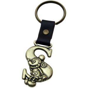 mickey mouse letter s brass key chain