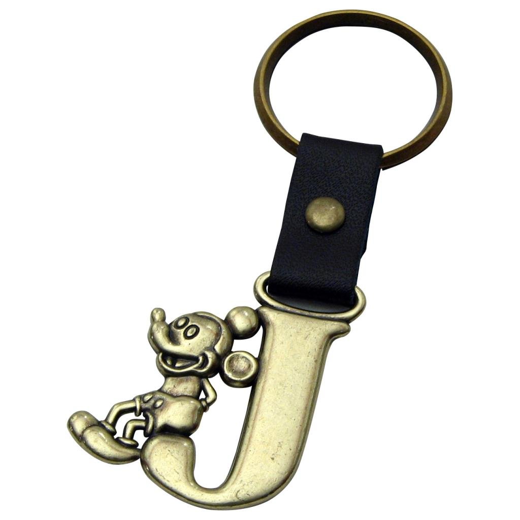 Mickey Mouse Letter J Brass Key Chain