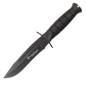 Smith & Wesson CKSUR1 10.5in High Carbon S.S. Fixed Blade Knife with 6in Bowie Blade and Rubberized Aluminum Handle for Outdoor, Tactical, Survival and EDC