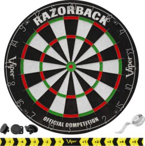 viper razorback wdf accredited, official competition bristle steel tip dartboard set w/ staple-free razor thin spider wire self-healing , multicolored, one size, 42-6006