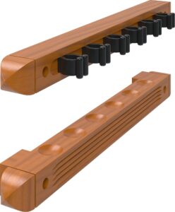 fat cat 2-piece wall mounted hardwood billiard/pool cue rack, holds 6 cues