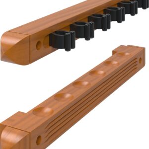 Fat Cat 2-Piece Wall Mounted Hardwood Billiard/Pool Cue Rack, Holds 6 Cues