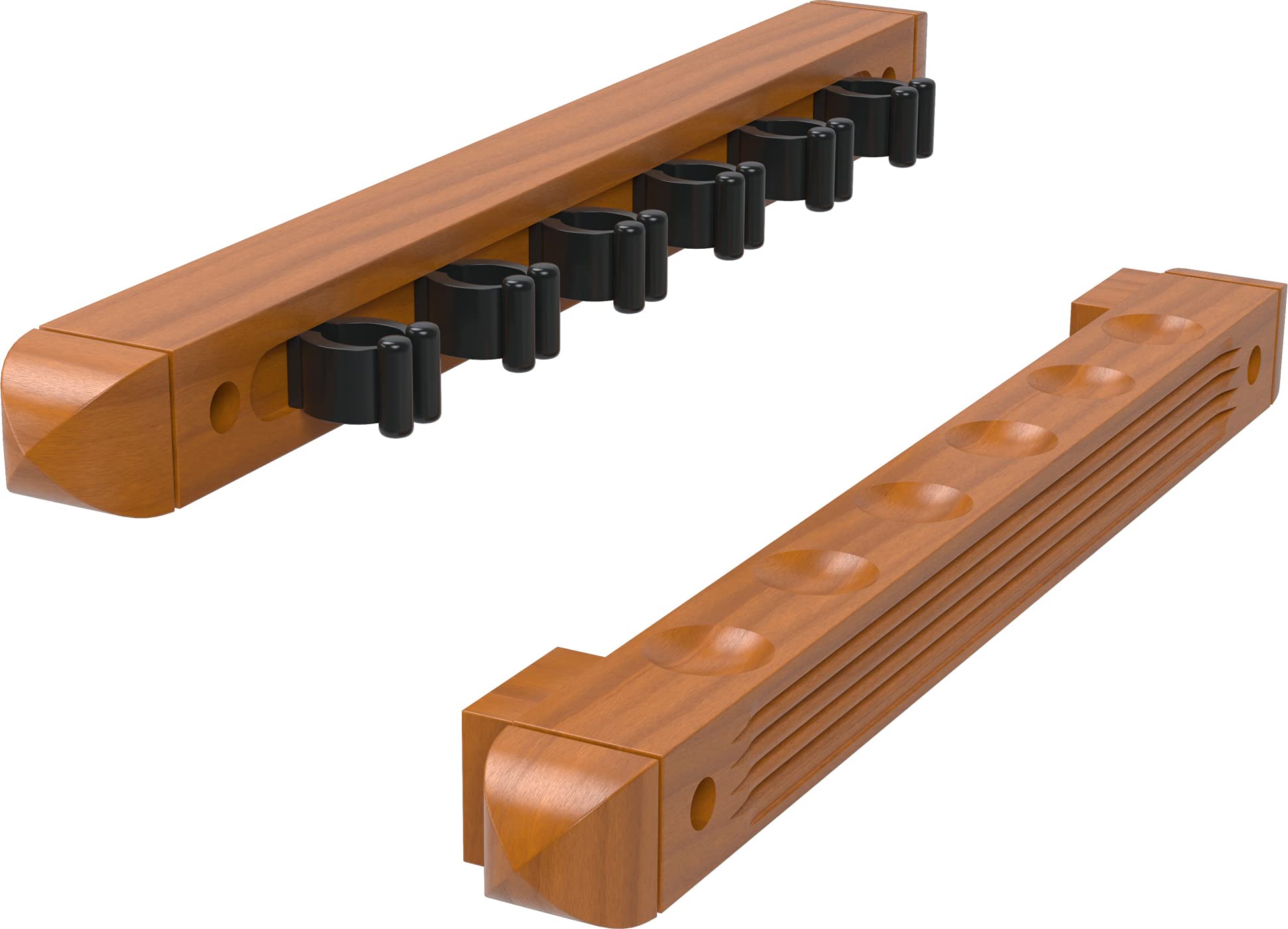 Fat Cat 2-Piece Wall Mounted Hardwood Billiard/Pool Cue Rack, Holds 6 Cues