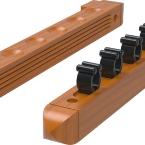 Fat Cat 2-Piece Wall Mounted Hardwood Billiard/Pool Cue Rack, Holds 6 Cues