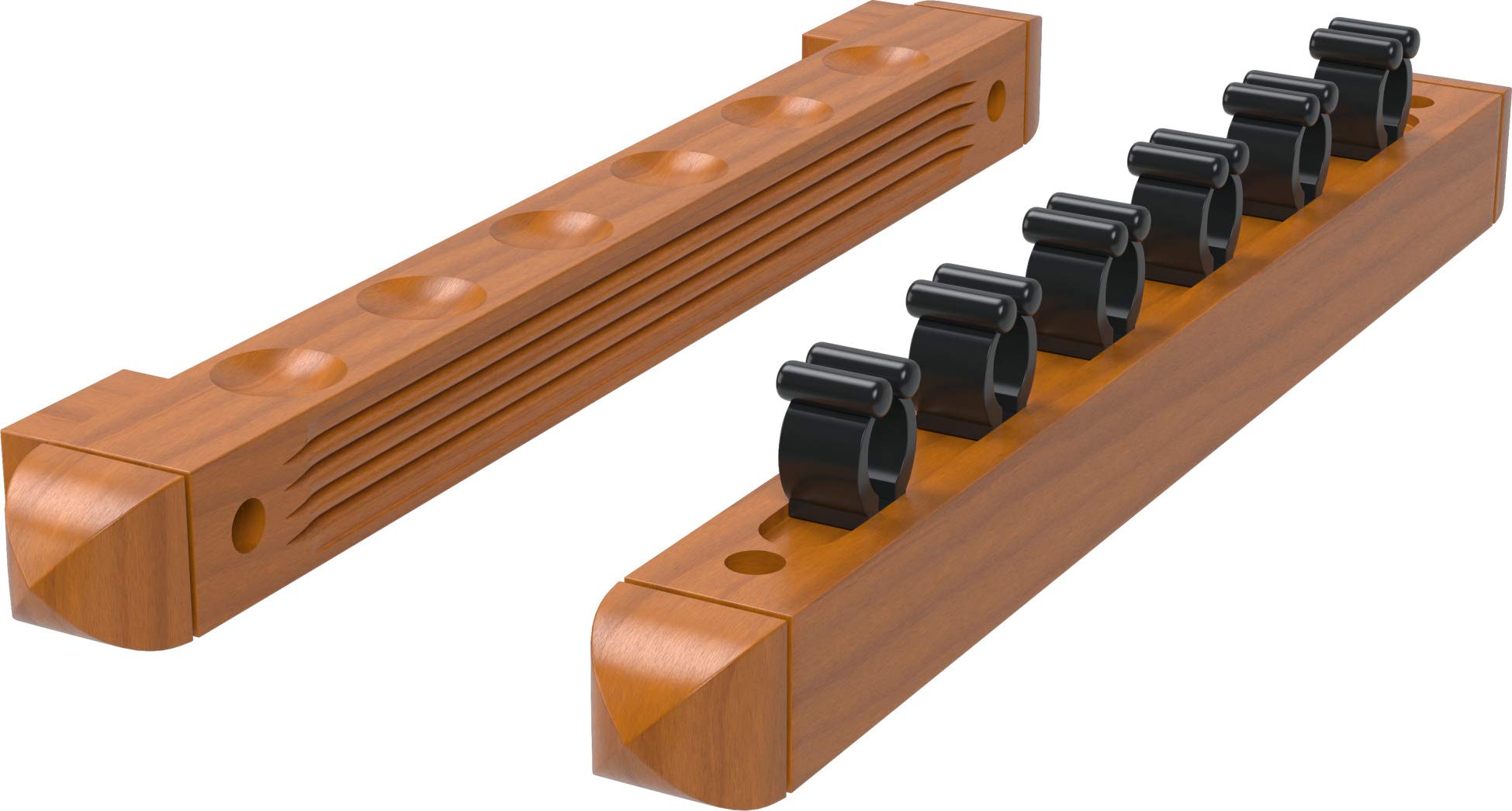 Fat Cat 2-Piece Wall Mounted Hardwood Billiard/Pool Cue Rack, Holds 6 Cues