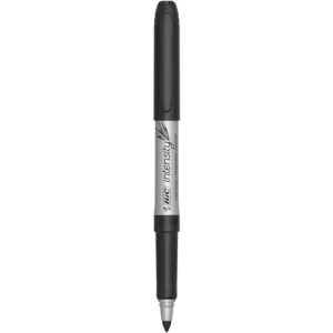 BIC Intensity Black Permanent Markers, Fine Point, 5-Count Pack of Black Markers With Non-Slip Grip for Comfort and Control