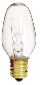 satco s4725 120v 4/card candelabra base 7-watt 7c7 night light bulb, clear