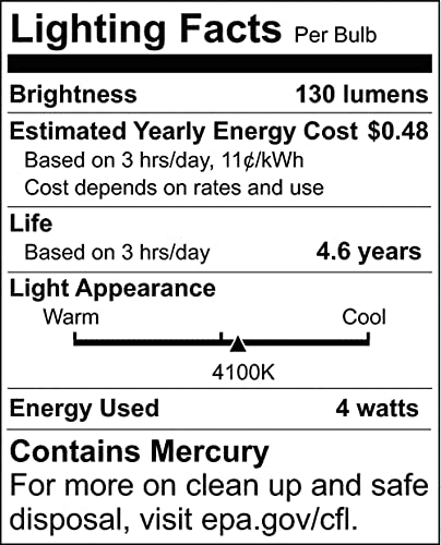 Satco S1900 4100K 4-Watt Mini Bi Pin T5 Preheat Lamp, Cool White