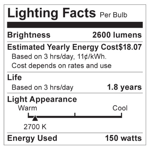 Satco S3478 1/Card 120V 150-Watt T10 Medium Base Light Bulb, Frosted