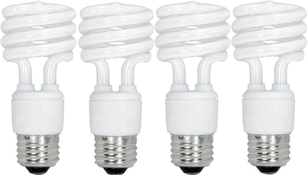 Satco S6235 Mini Spiral Compact Flourescent Light Bulb 13W 2700K Warm White CFL 4/PK