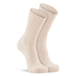 foxriver womens classic wool medium-weight sport crew athletic-socks, natural, medium us