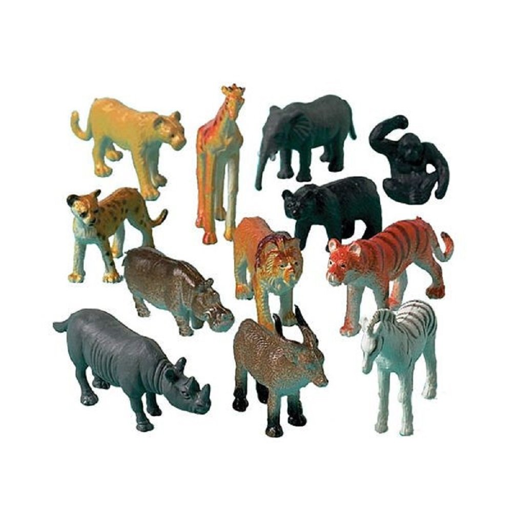 Jungle Animal Value Pack Favors - 2"(Set of 12) - Assorted Vibrant Plastic Creatures - Perfect Party Decorations and Toys for Kids