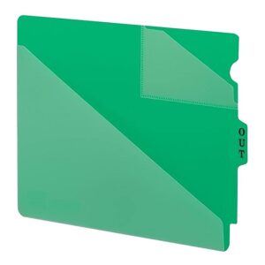 Smead End Tab Poly Out Guide, Two-Pocket Style, Center Position Tab, Extra Wide Letter Size, Green, 50 per Box (61962)