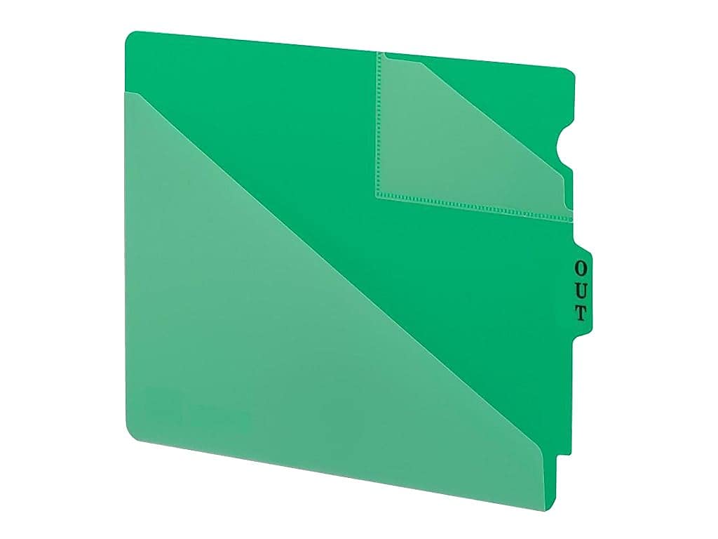 Smead End Tab Poly Out Guide, Two-Pocket Style, Center Position Tab, Extra Wide Letter Size, Green, 50 per Box (61962)